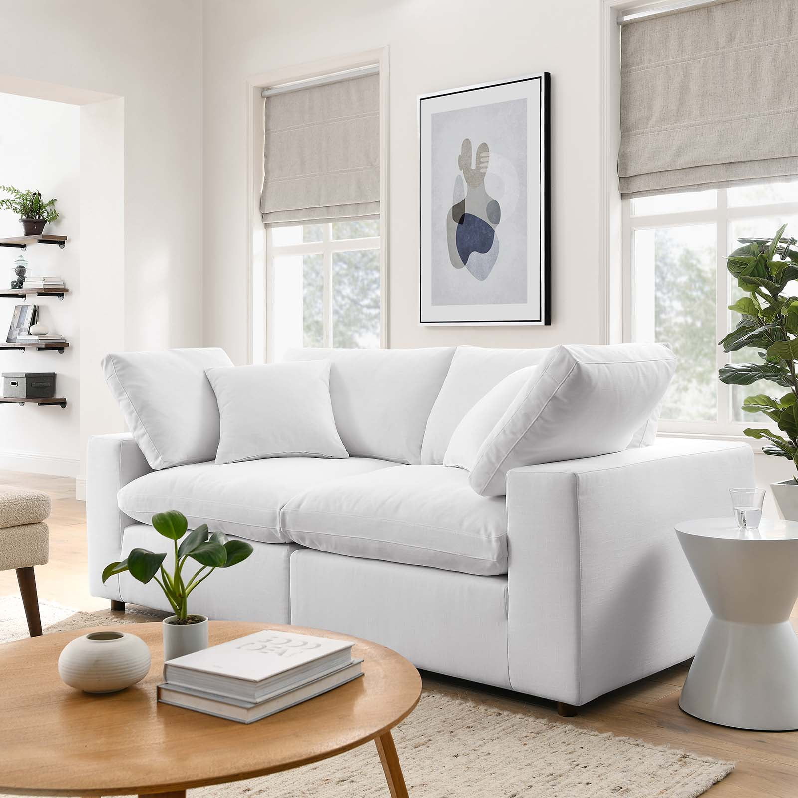 Modway Commix 2 Piece Down Filled Overstuffed Sectional Sofa Set in ...