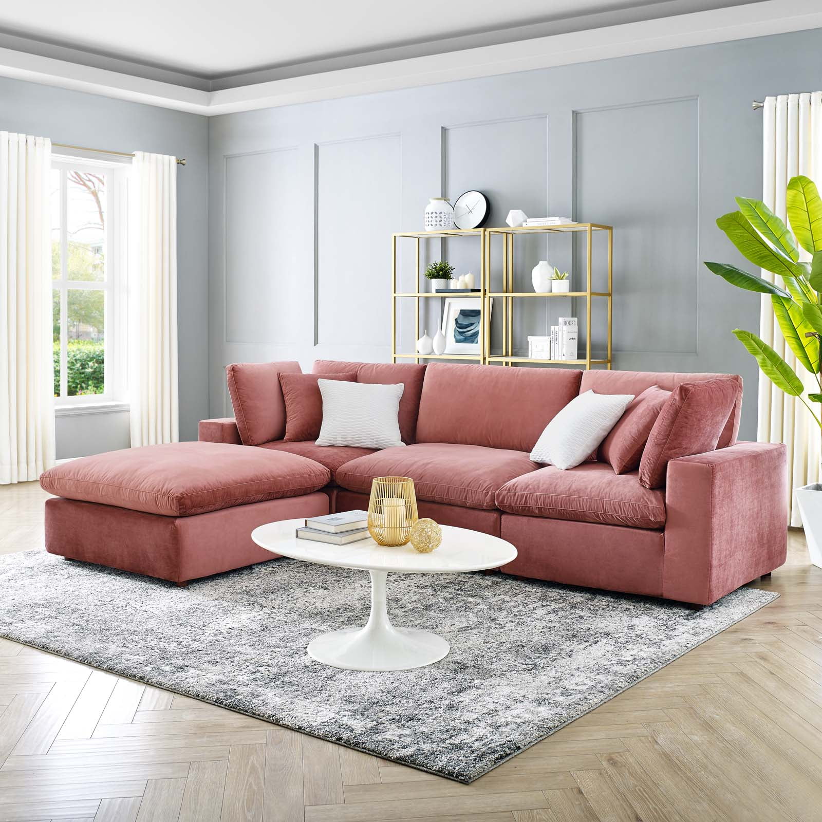 Modway Commix Modern Couches for Living Room, 4-Piece Performance ...