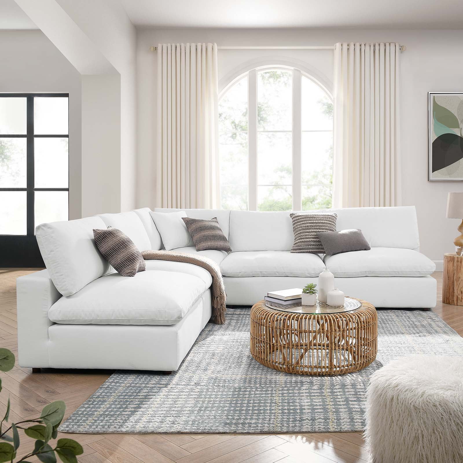 Modway Commix 5-Piece Down Filled Overstuffed Armless Sectional Sofa in ...