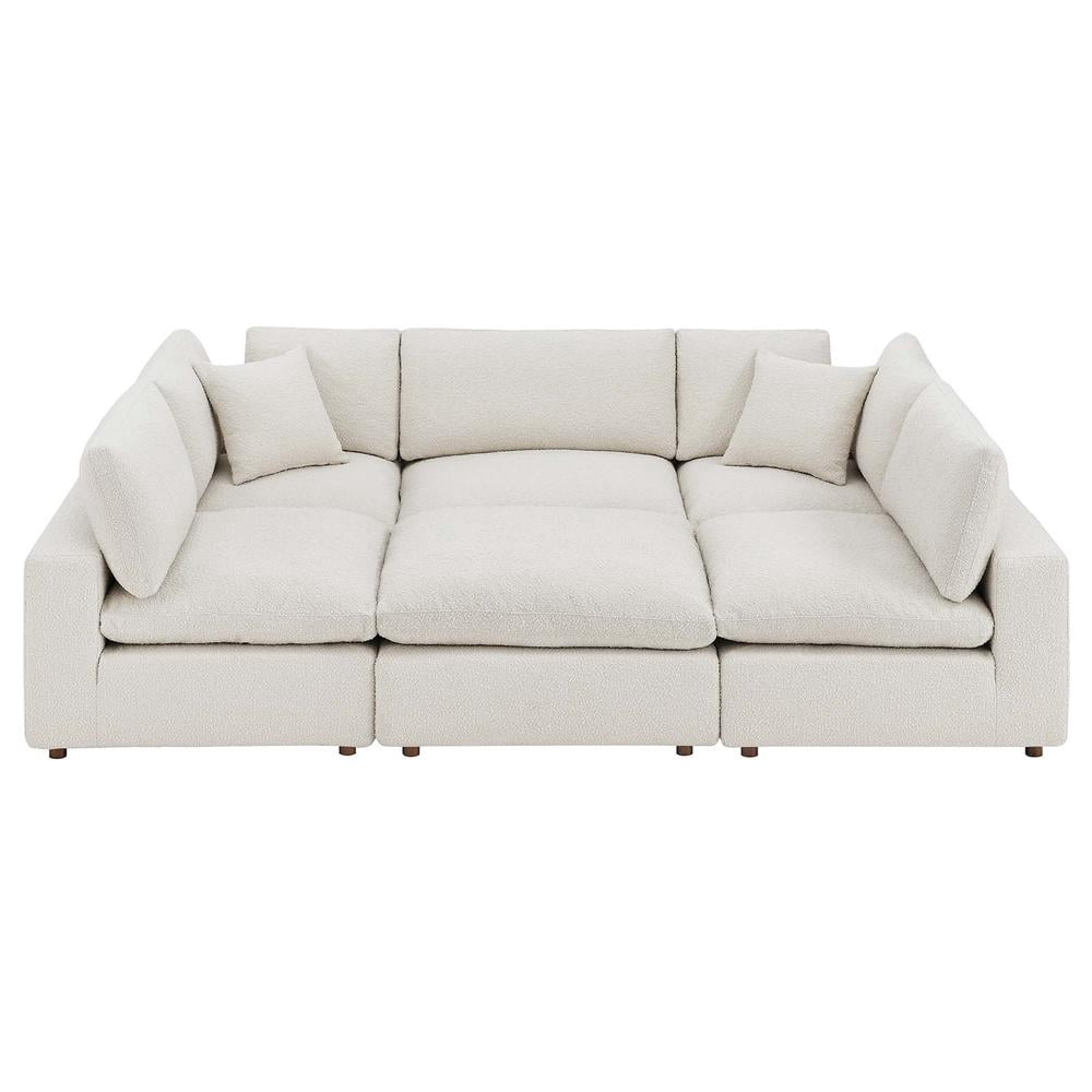 Modway Modern Couch: 6-Piece Overstuffed Down Filled Boucle Fabric ...