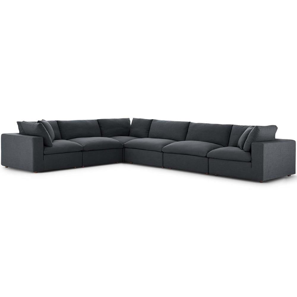 Modway Commix 6 Piece Down Filled Overstuffed Sectional Sofa Set in ...