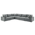 Modway Commix 6-Piece Modern Faux Leather Sectional Sofa in Gray ...