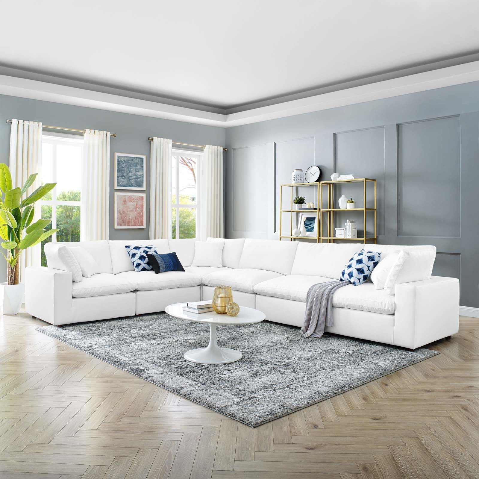 Modway Commix Large 6-Piece Sectional Sofa, Overstuffed Down Filled ...