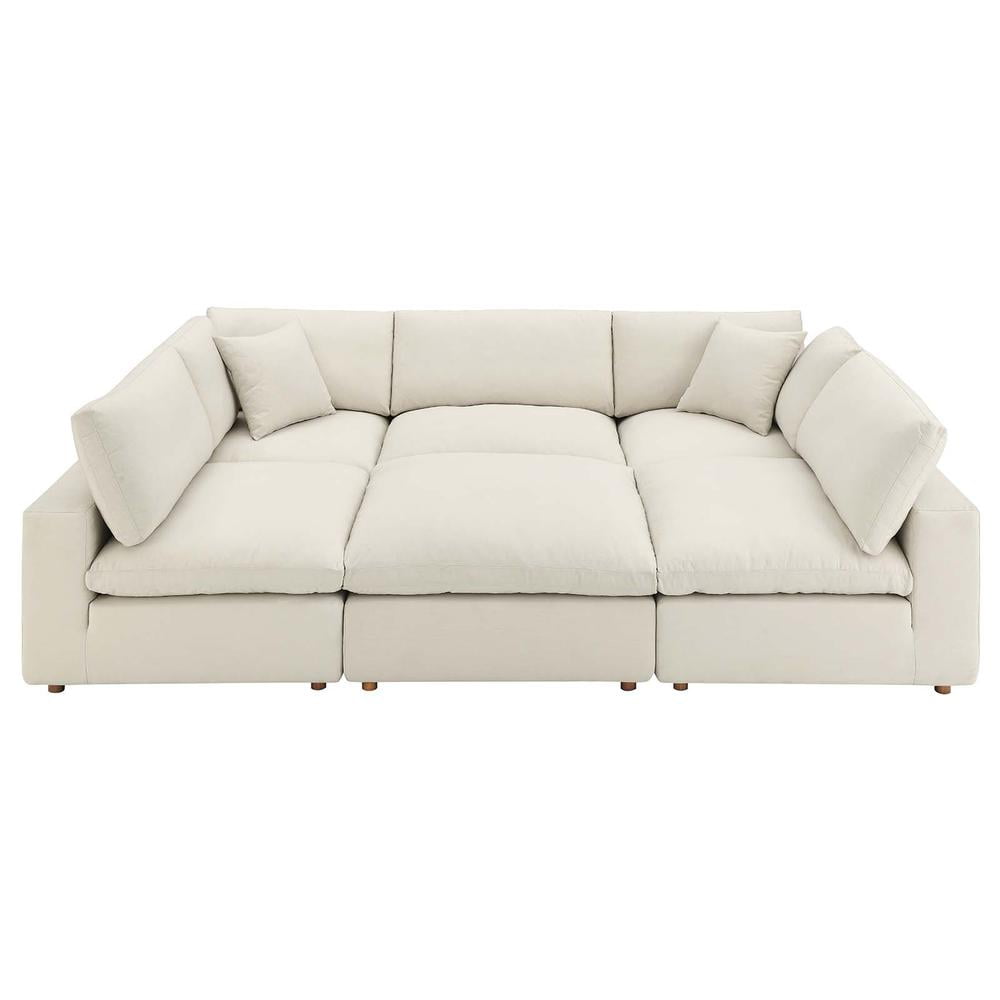 Modway Commix 6-Piece Overstuffed Sectional Couch in Light Beige ...