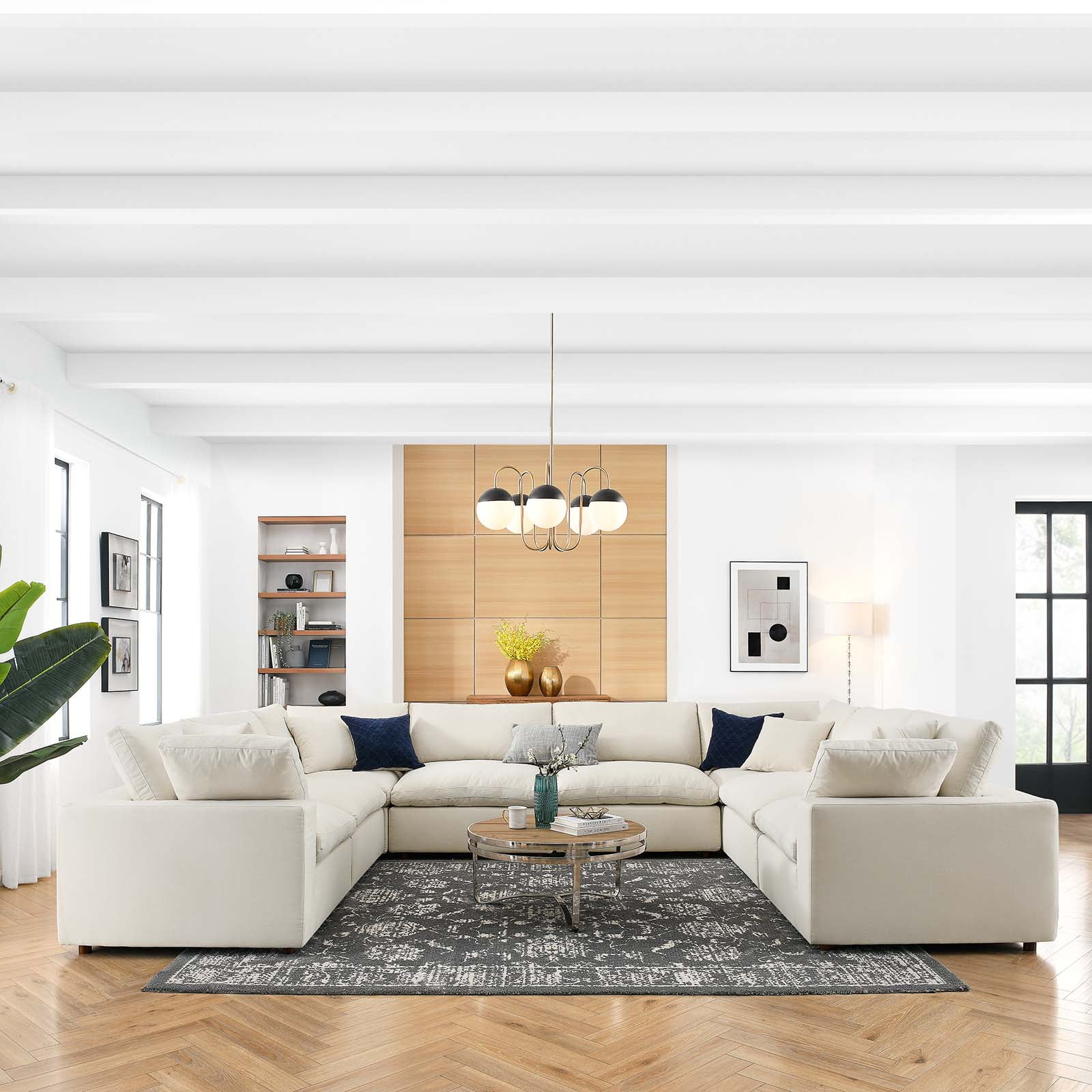 Modway Commix 8-Piece Down Filled Overstuffed Sectional Sofa in Light ...