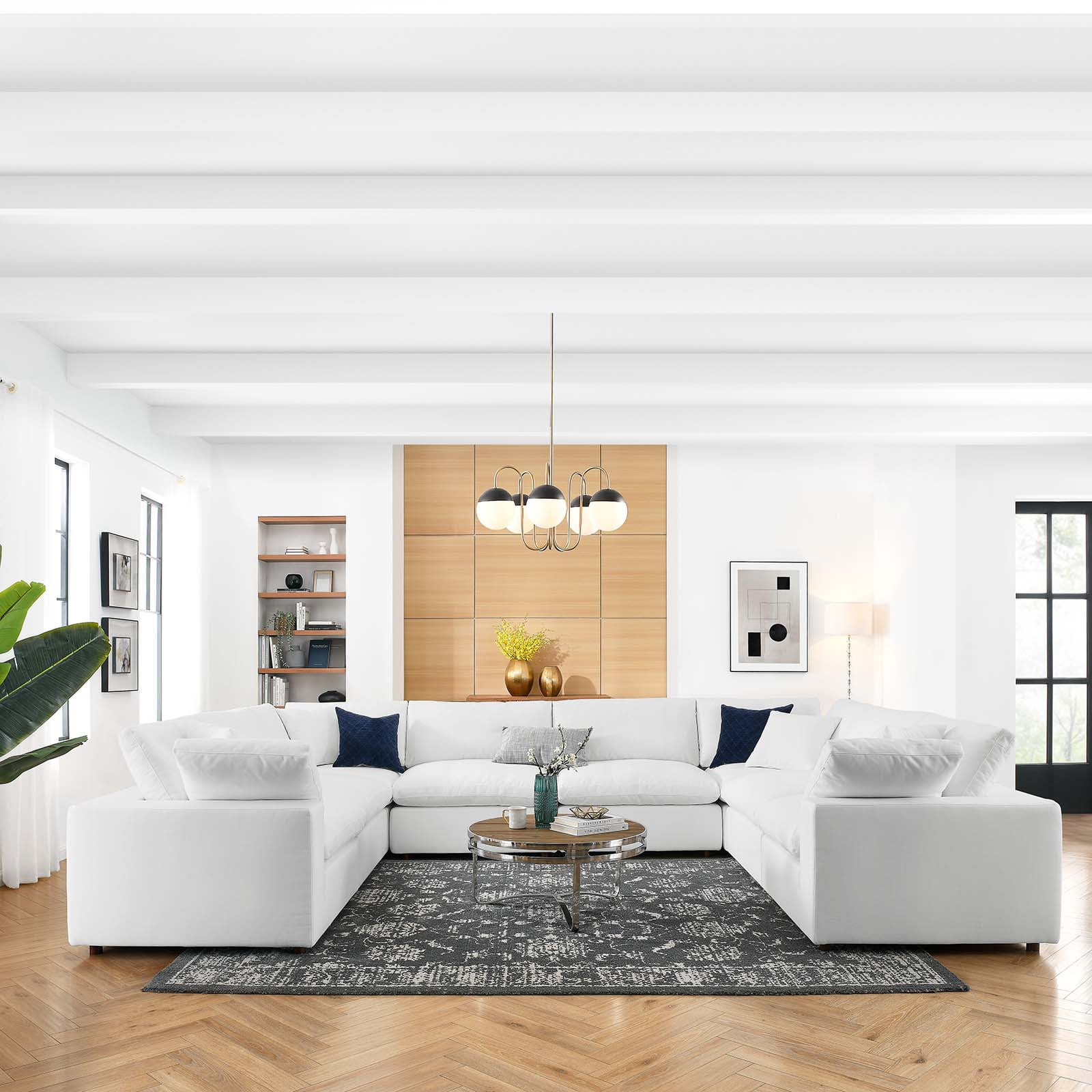 Modway Commix 8-Piece Down Filled Overstuffed Sectional Sofa in Pure ...