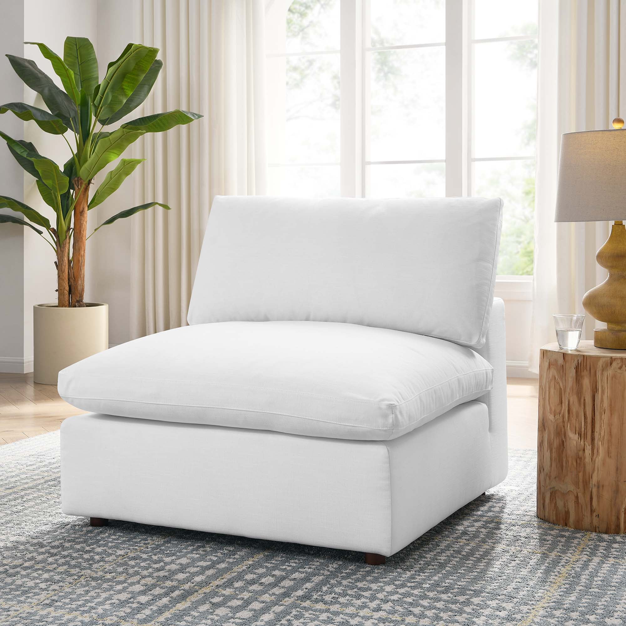 Modway Commix Down Filled Overstuffed Armless Chair in Pure White ...