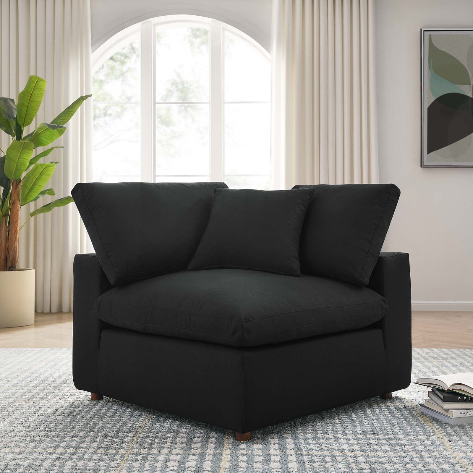 Modway Commix Down Filled Overstuffed Corner Chair in Black - Walmart.com