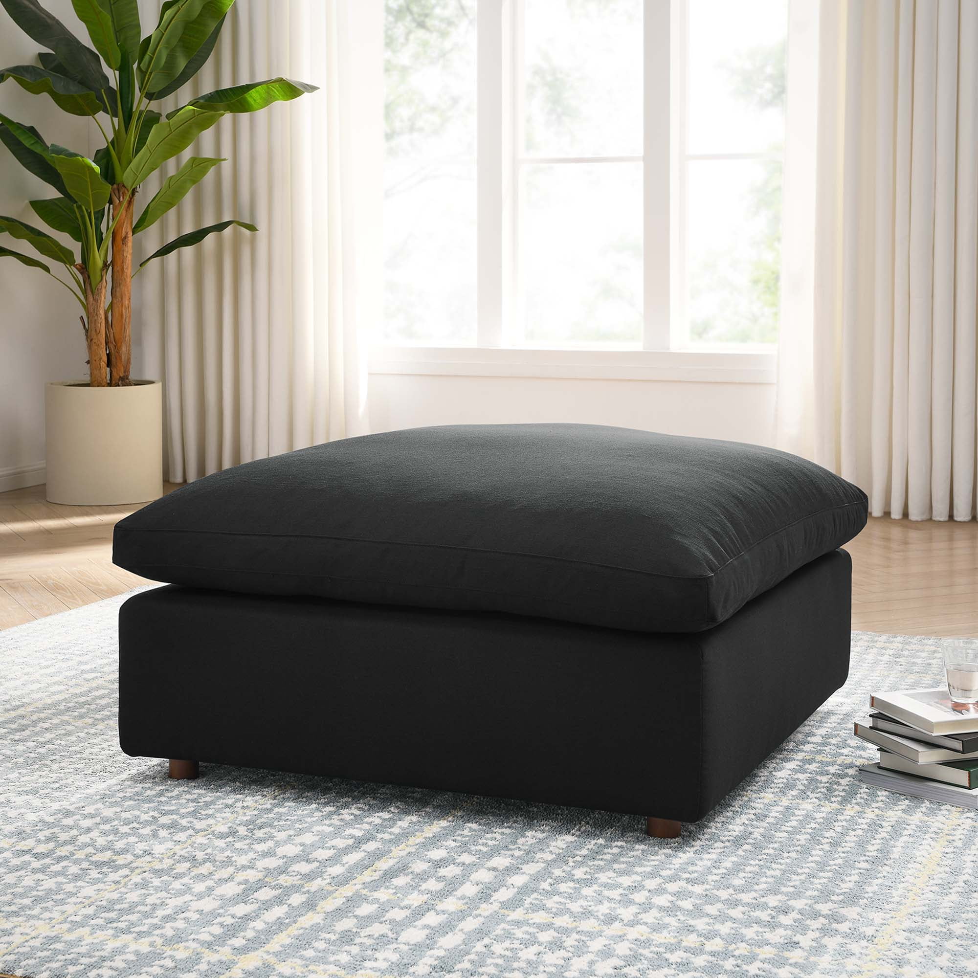 Modway Commix Down Filled Overstuffed Ottoman in Black - Walmart.com