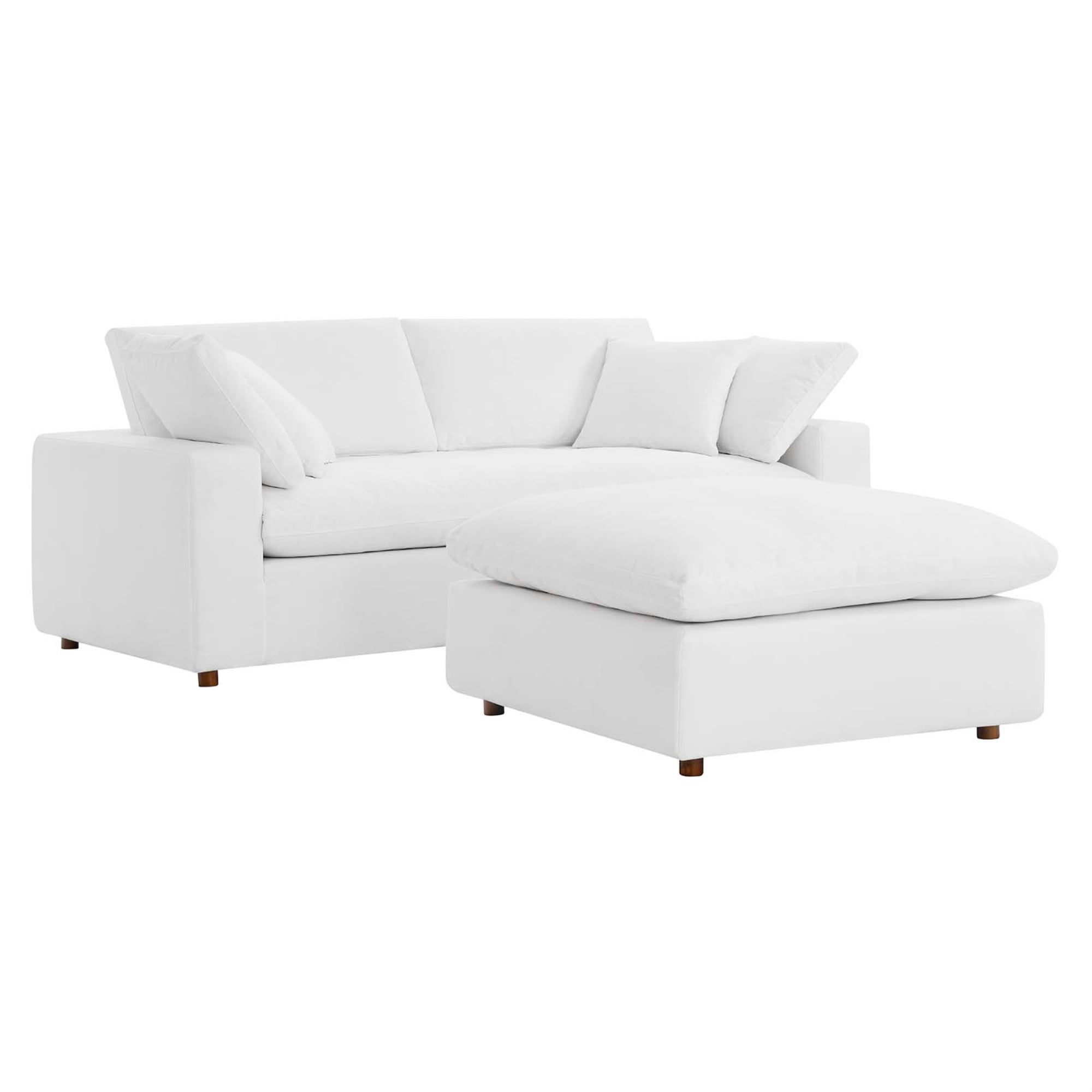 Modway Commix Down Filled Overstuffed Sectional Sofa in Pure White ...