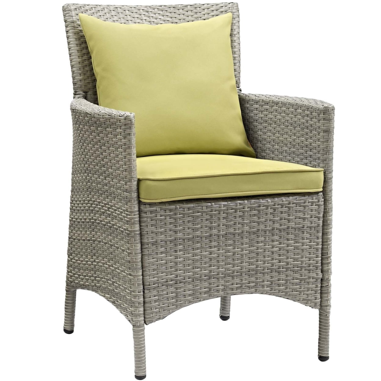 Modway Conduit 17" Rattan/Aluminum Patio Dining Armchair in Gray ...