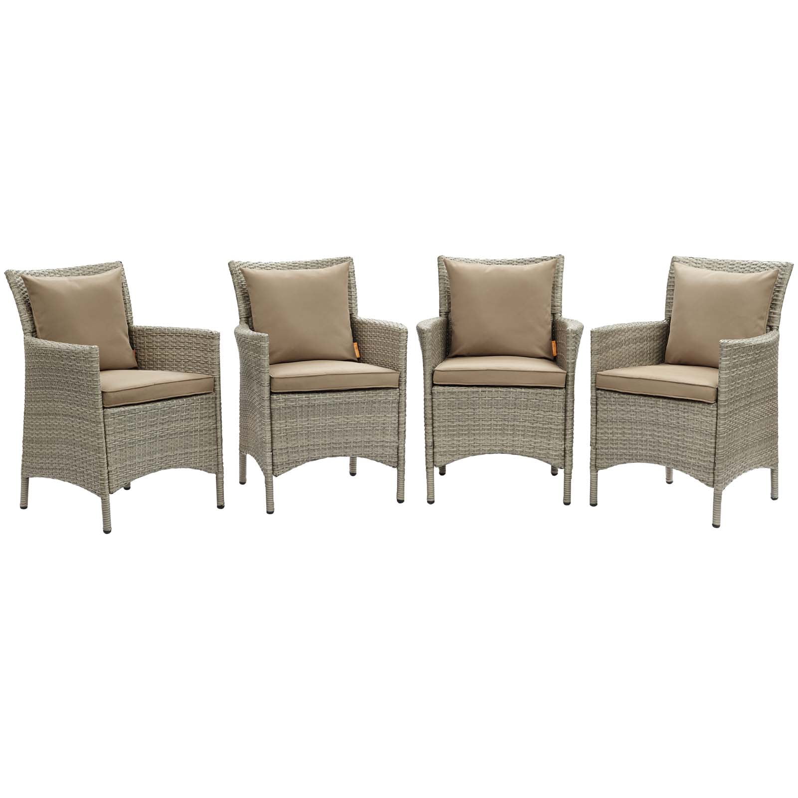 Modway Conduit Outdoor Patio Wicker Rattan Dining Armchair Set of 4 in ...