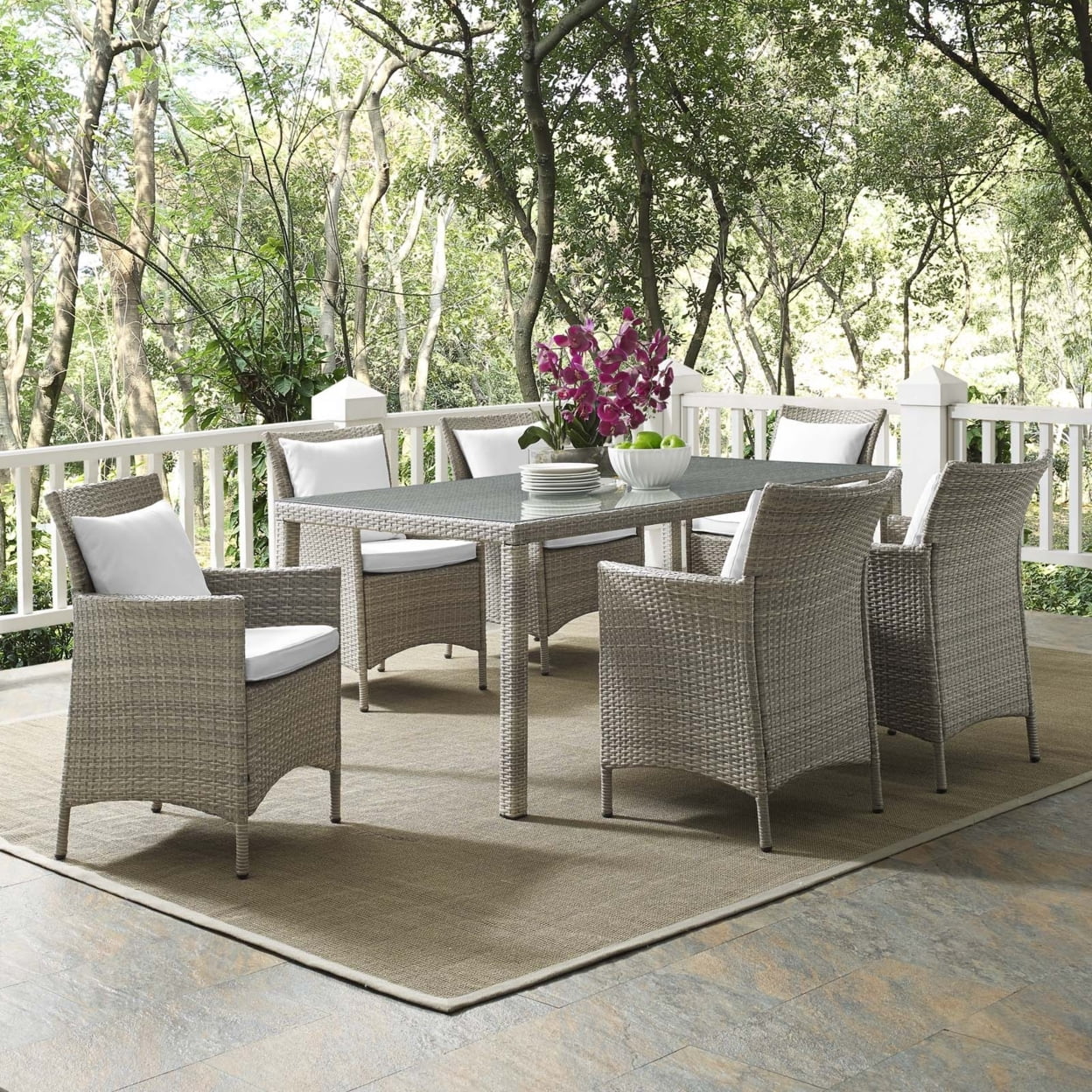 Conduit 7 Piece Outdoor Patio Wicker Rattan Dining Set-EEI-4015 ...