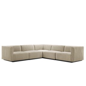 Conjure Channel Tufted Performance Velvet 4-Piece Sofa-EEI-5845-GLD-BLK ...