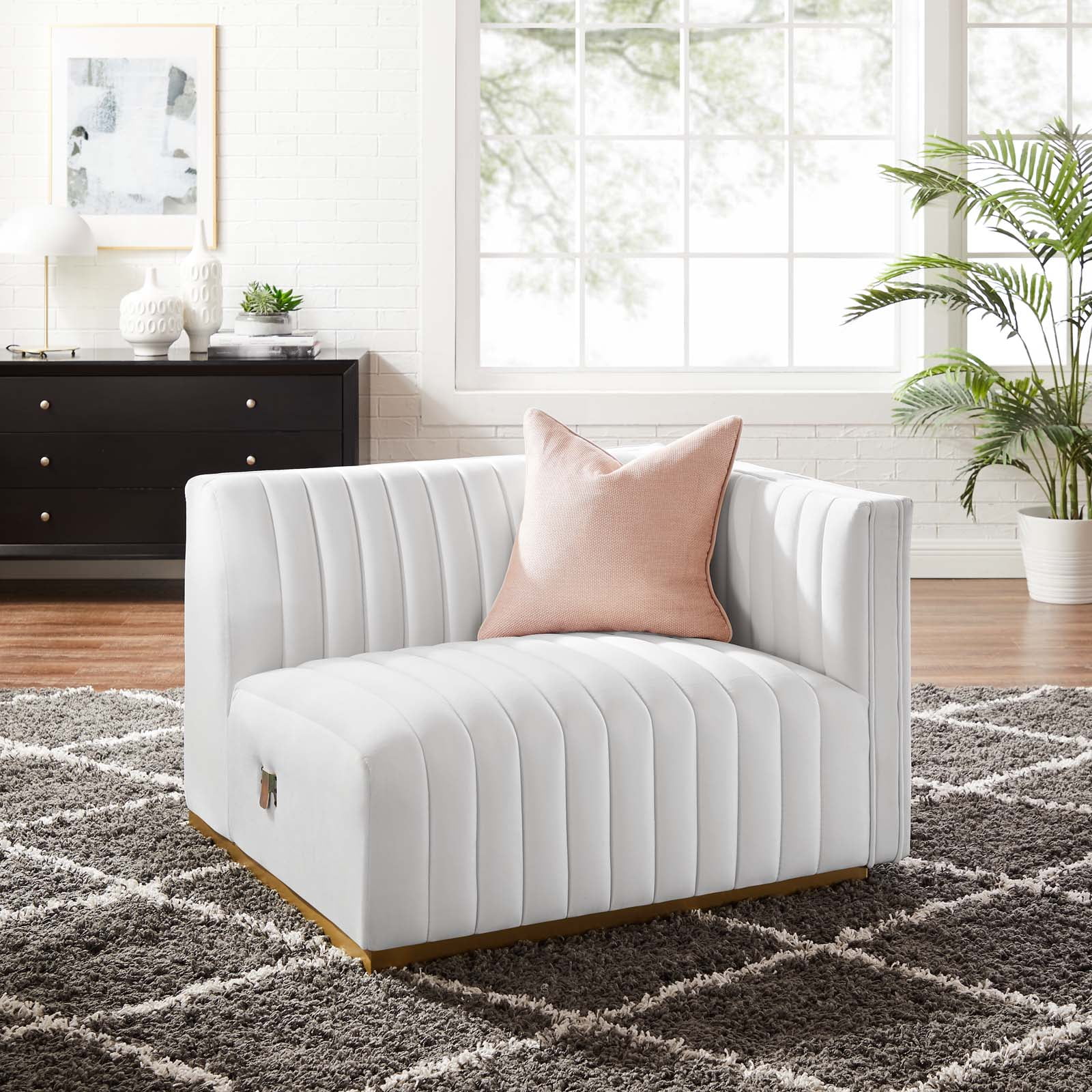 Modway Conjure Channel Tufted Performance Velvet Right-Arm Chair in ...