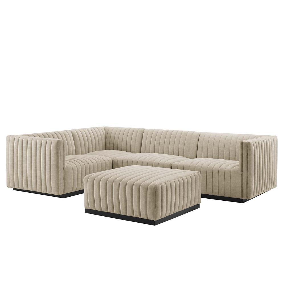 Modway Conjure Channel Tufted Upholstered Fabric 5-Piece Sectional ...