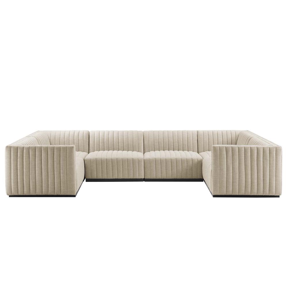 Modway Conjure Channel Tufted Upholstered Fabric 6-Piece U-Shaped ...