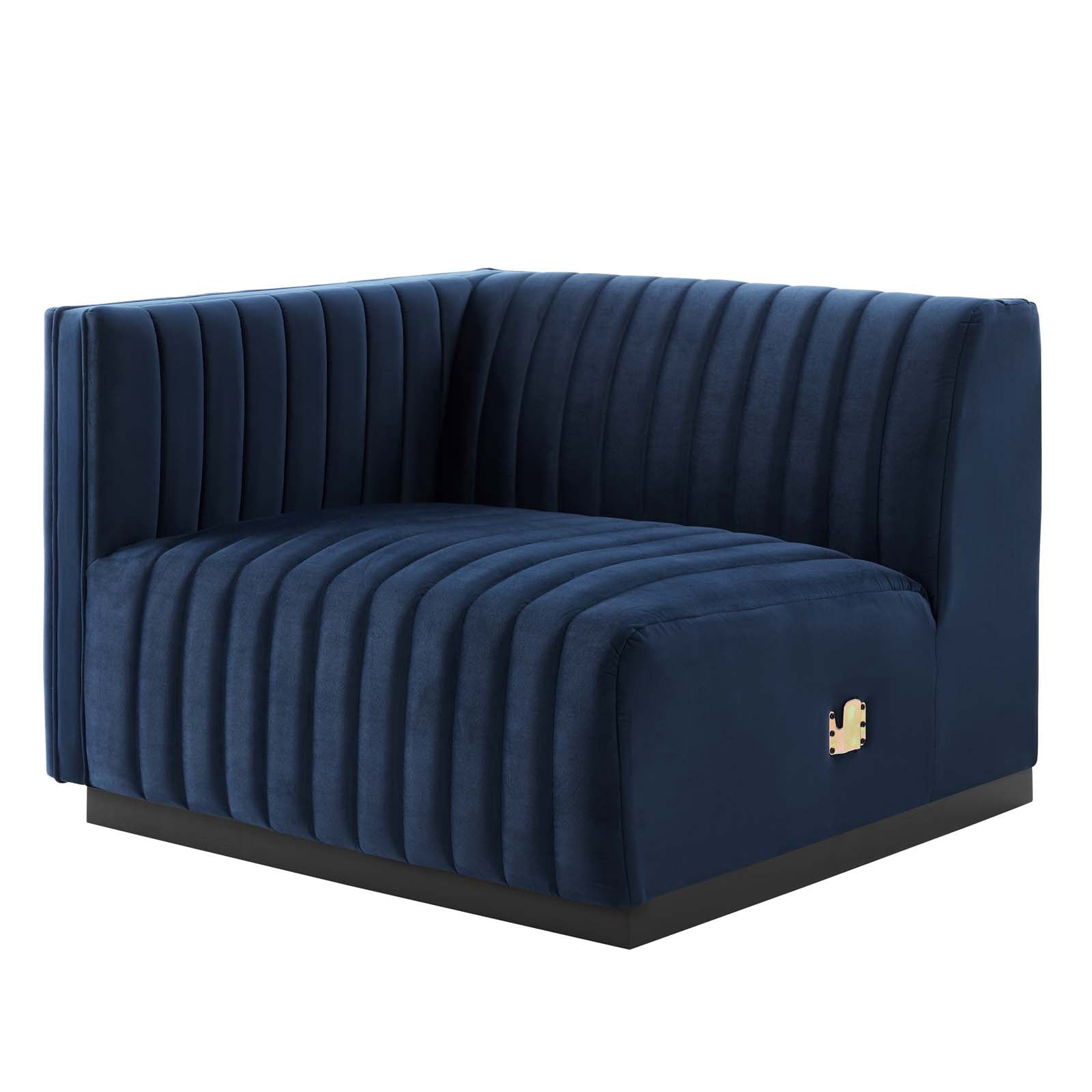 Modway Conjure Modern Channel Tufted Velvet Left-Arm Chair in Midnight ...