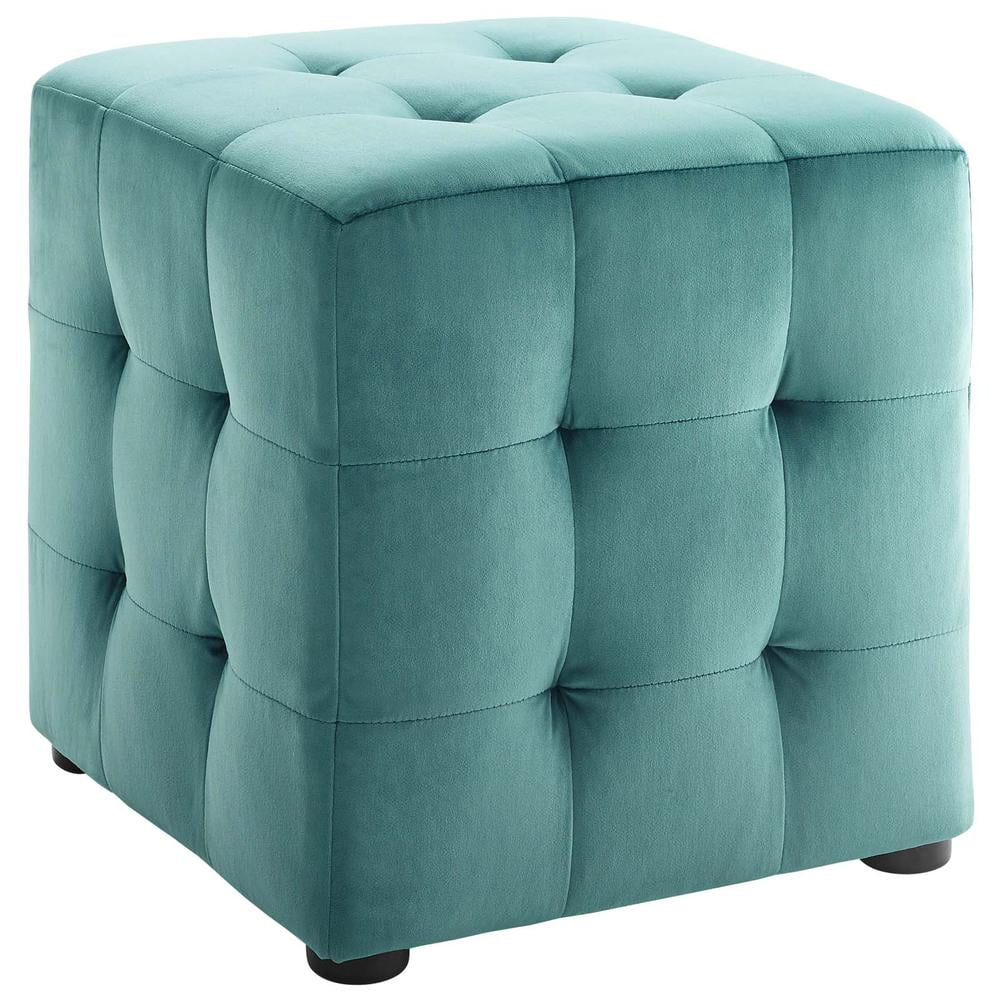 Modway Contour Tufted Cube Performance Velvet Ottoman in Teal - Walmart.com