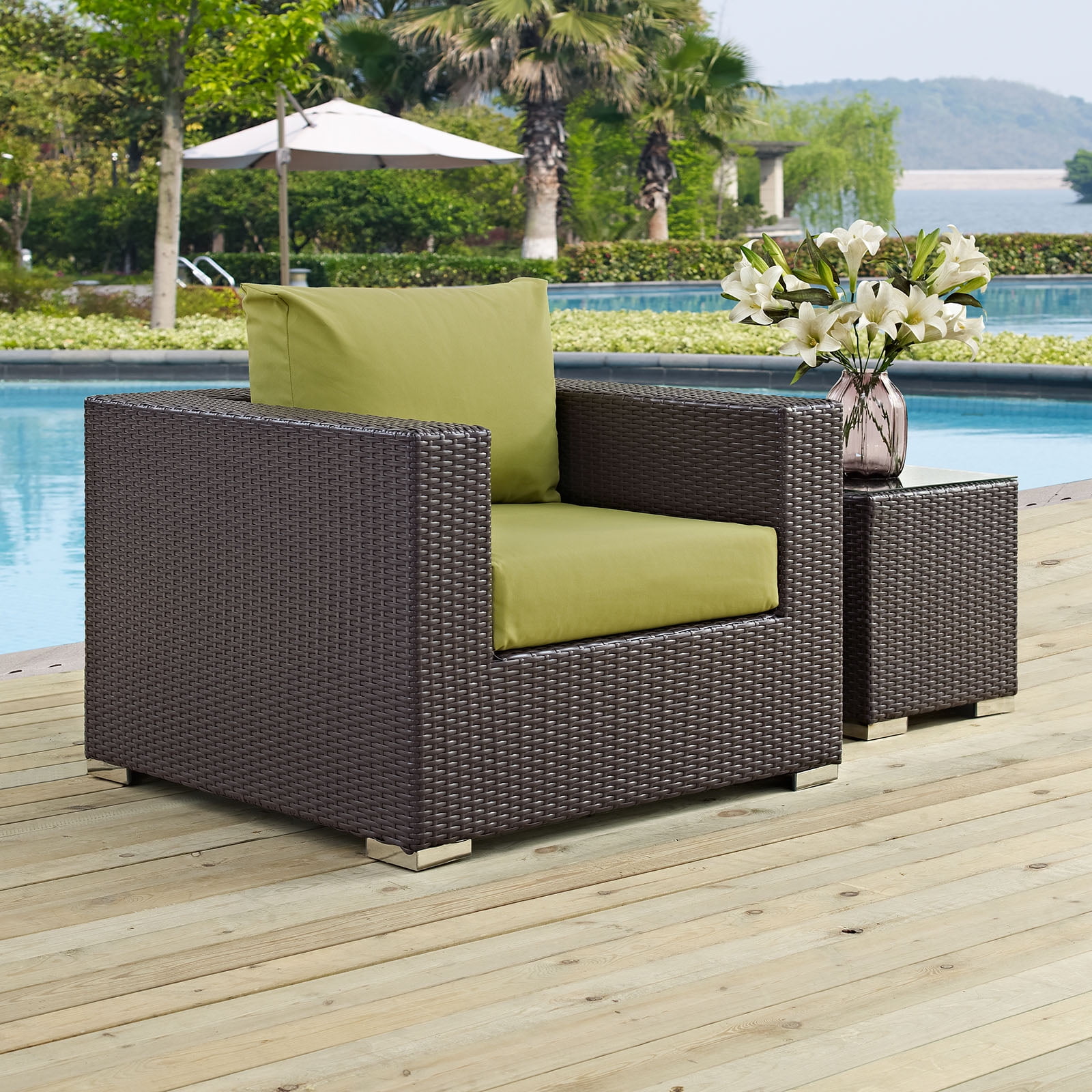 Modway Convene Outdoor Patio Armchair in Espresso Peridot - Walmart.com