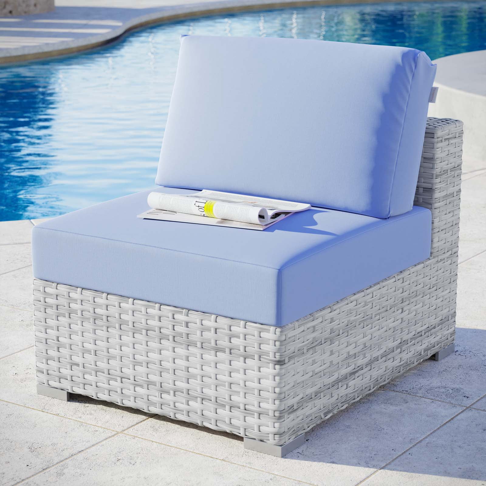 Modway Convene Outdoor Patio Armless Chair in Light Gray Light Blue ...