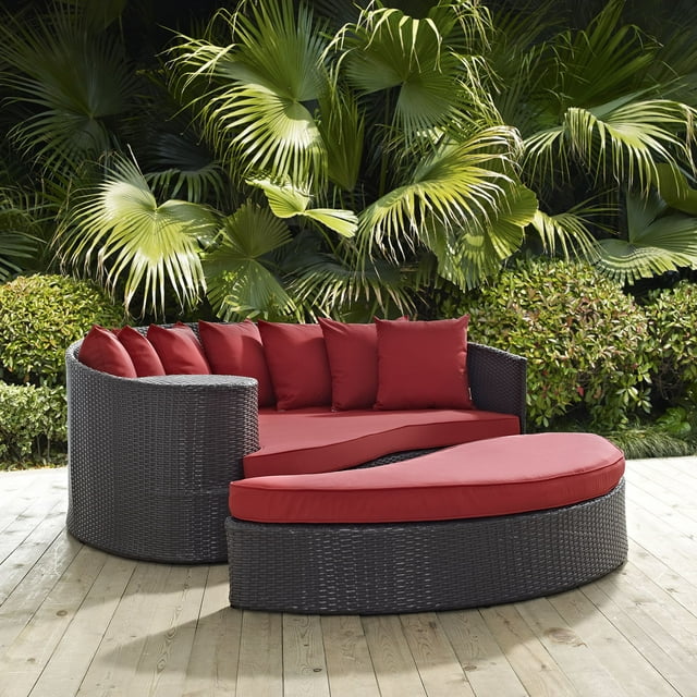 Modway Convene Outdoor Patio Daybed in Espresso Red - Walmart.com
