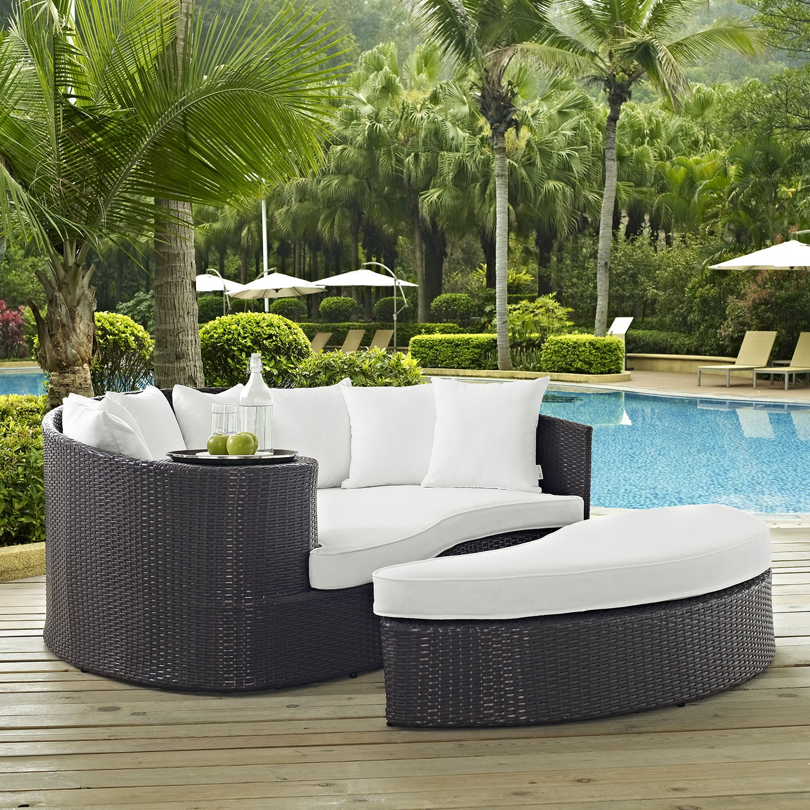 Modway Convene Outdoor Patio Daybed in Espresso White - Walmart.com