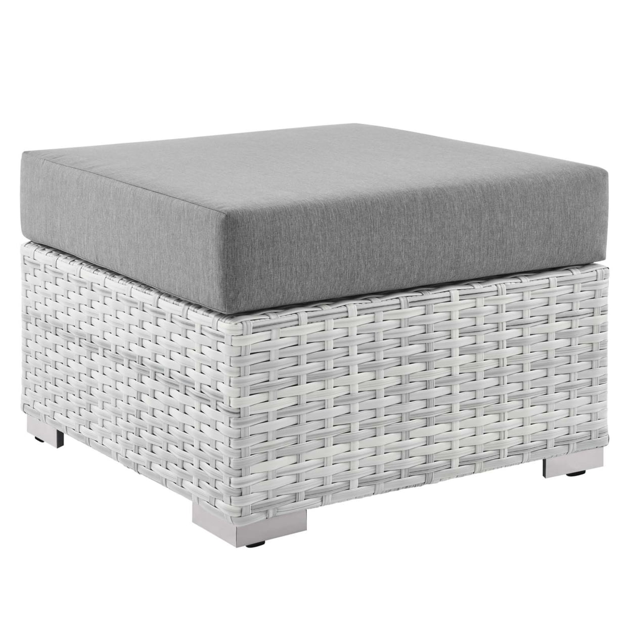 Modway Convene Rattan and Fabric Patio Ottoman in Light Gray - Walmart.com