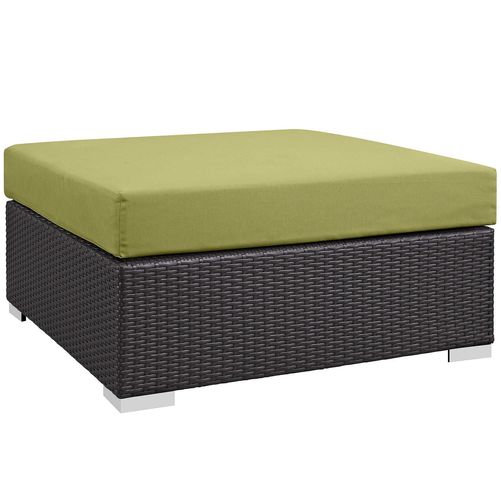 Modway Convene Patio Square Ottoman in Espresso and Peridot - Walmart.com