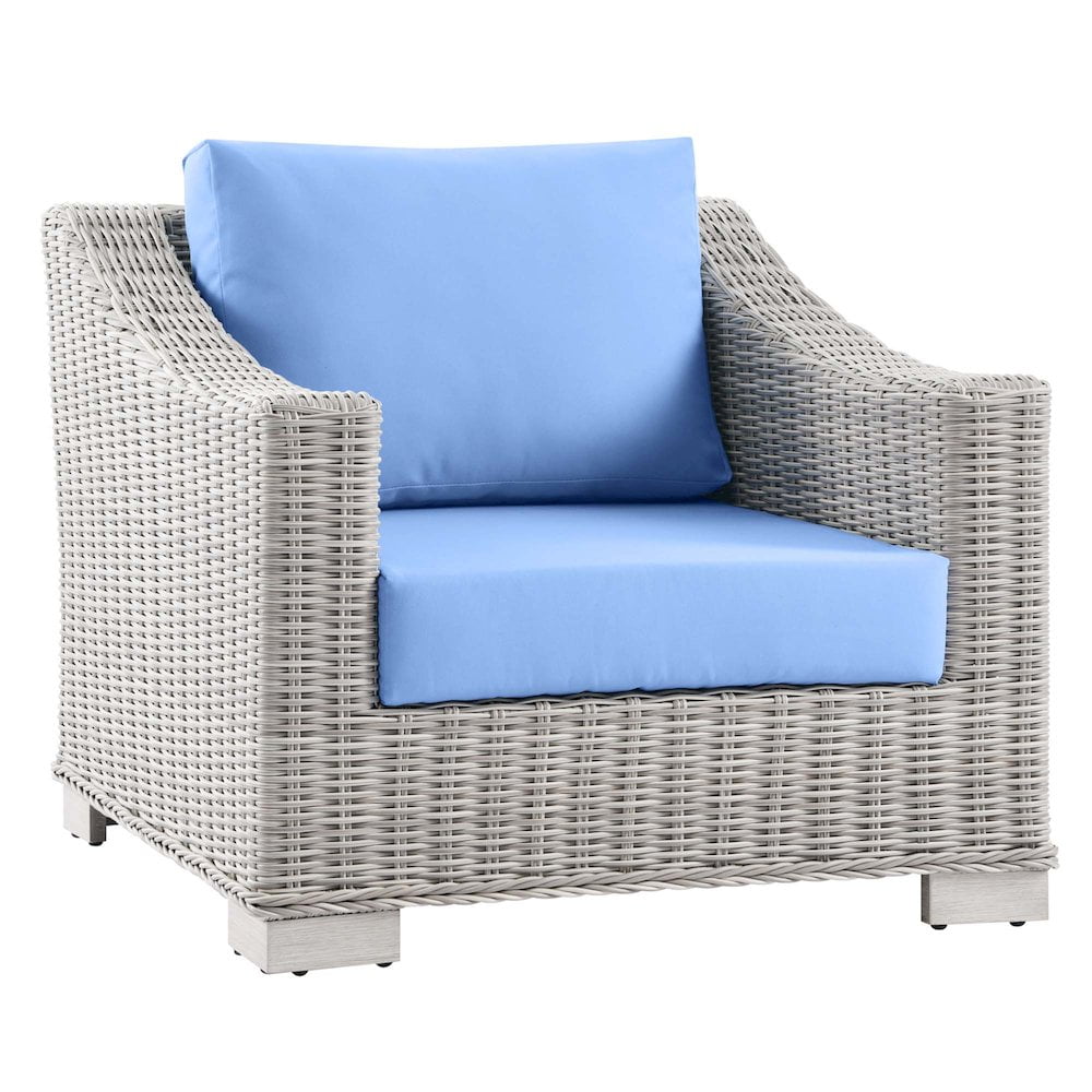 Modway Conway Outdoor Patio Wicker Rattan Armchair in Light Gray Light ...