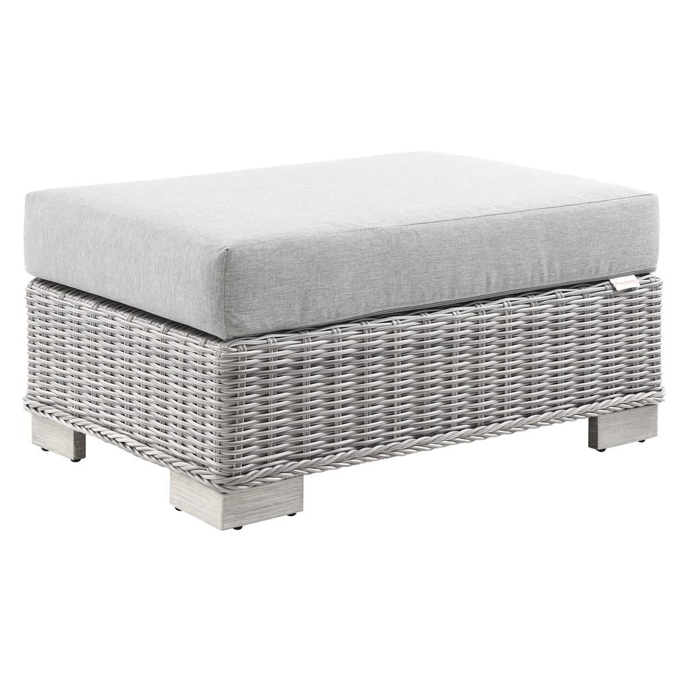 Modway Conway Outdoor Patio Wicker Rattan Ottoman in Light Gray Gray ...