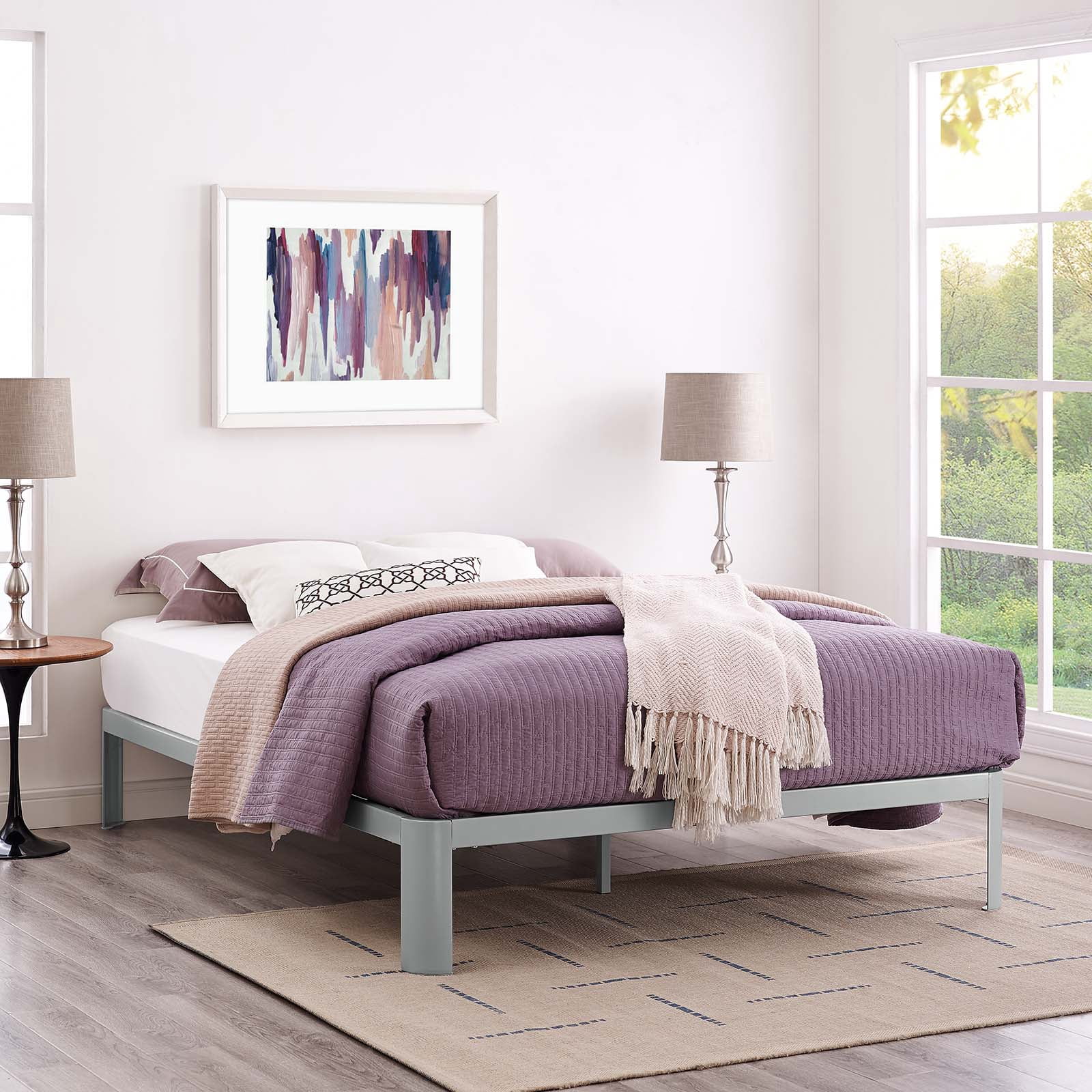 Modway Corinne King Bed Frame in Gray - Walmart.com