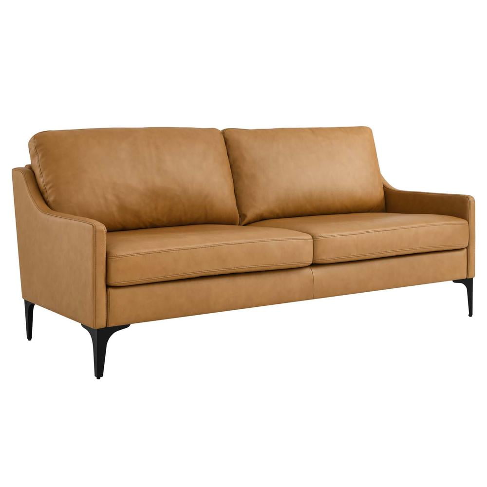 Free Shipping! Modway Corland Upholstered Leather and Metal Sofa in Tan ...