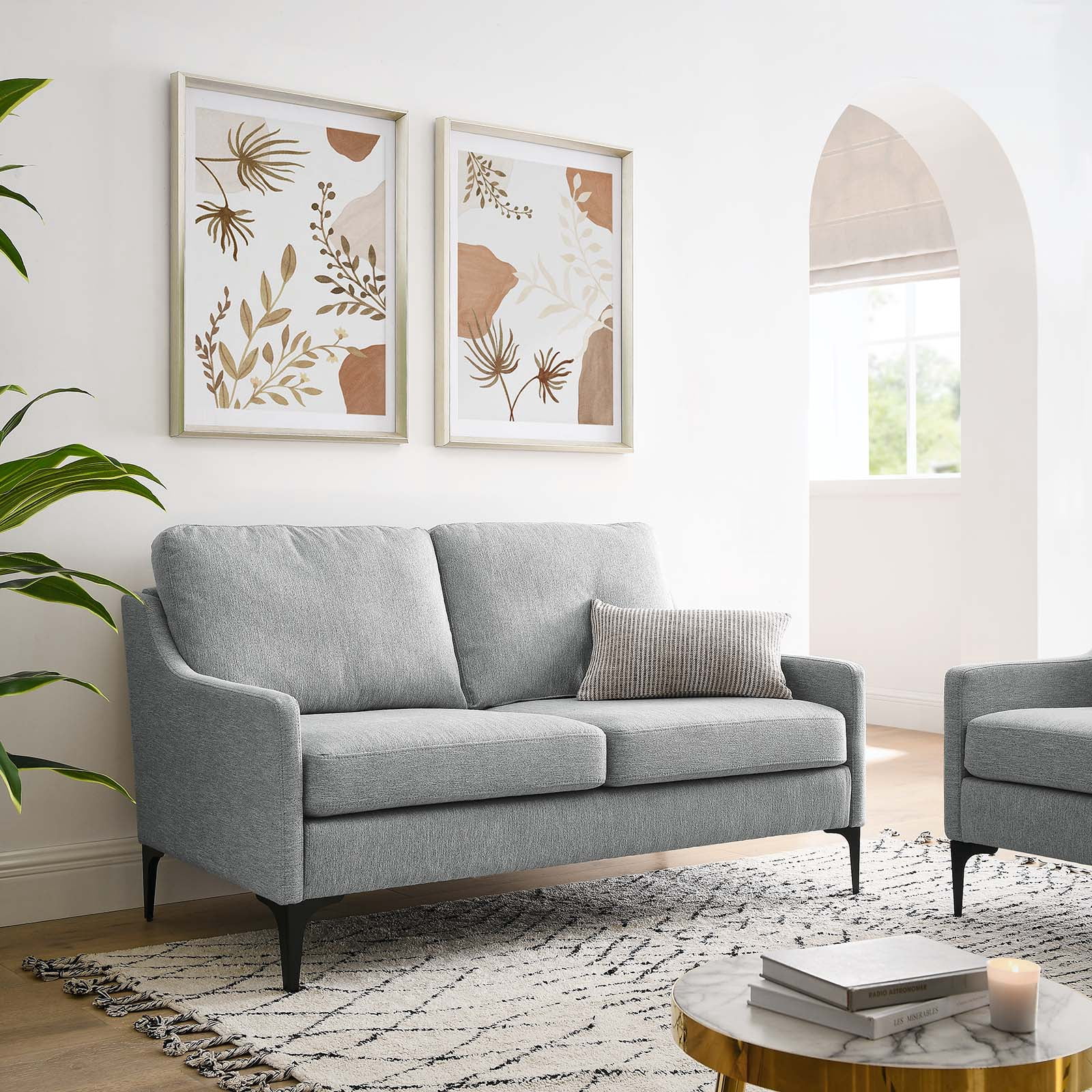 Modway Corland Upholstered Fabric Loveseat in Light Gray - Walmart.com