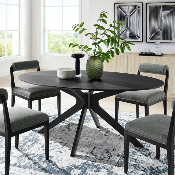 Modway Crossroads 71" Oval Wood Dining Table in Black - Walmart.com