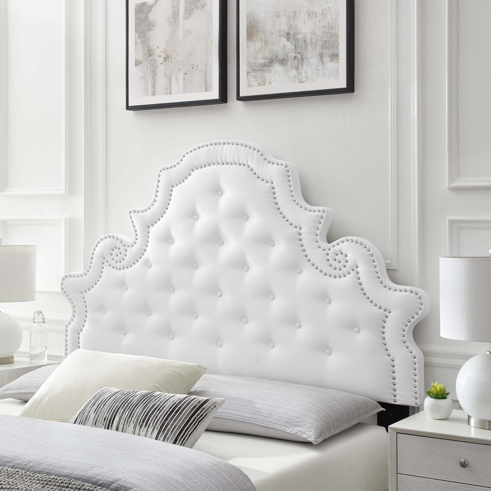 Modway Diana Tufted Performance Velvet Full/Queen Headboard in White ...