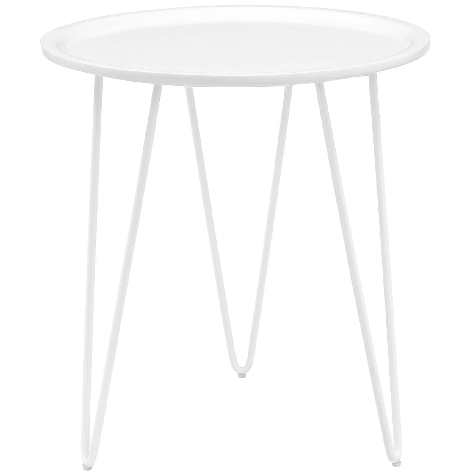 Modway Digress Modern Fiberboard Wood and Steel Side Table in White ...