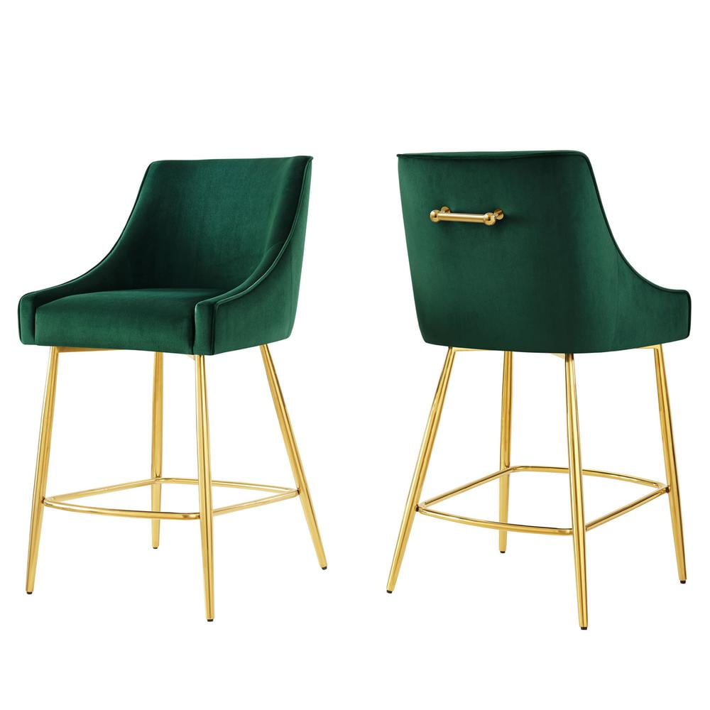 Modway Discern 25.5" Velvet Counter Stools - Green/Gold (Set of 2 ...