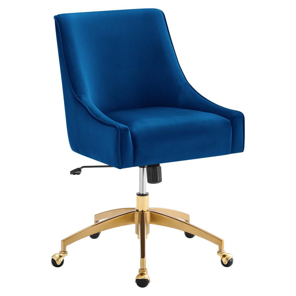Modway Discern Modern Performance Velvet Swivel Office Chair in Navy ...