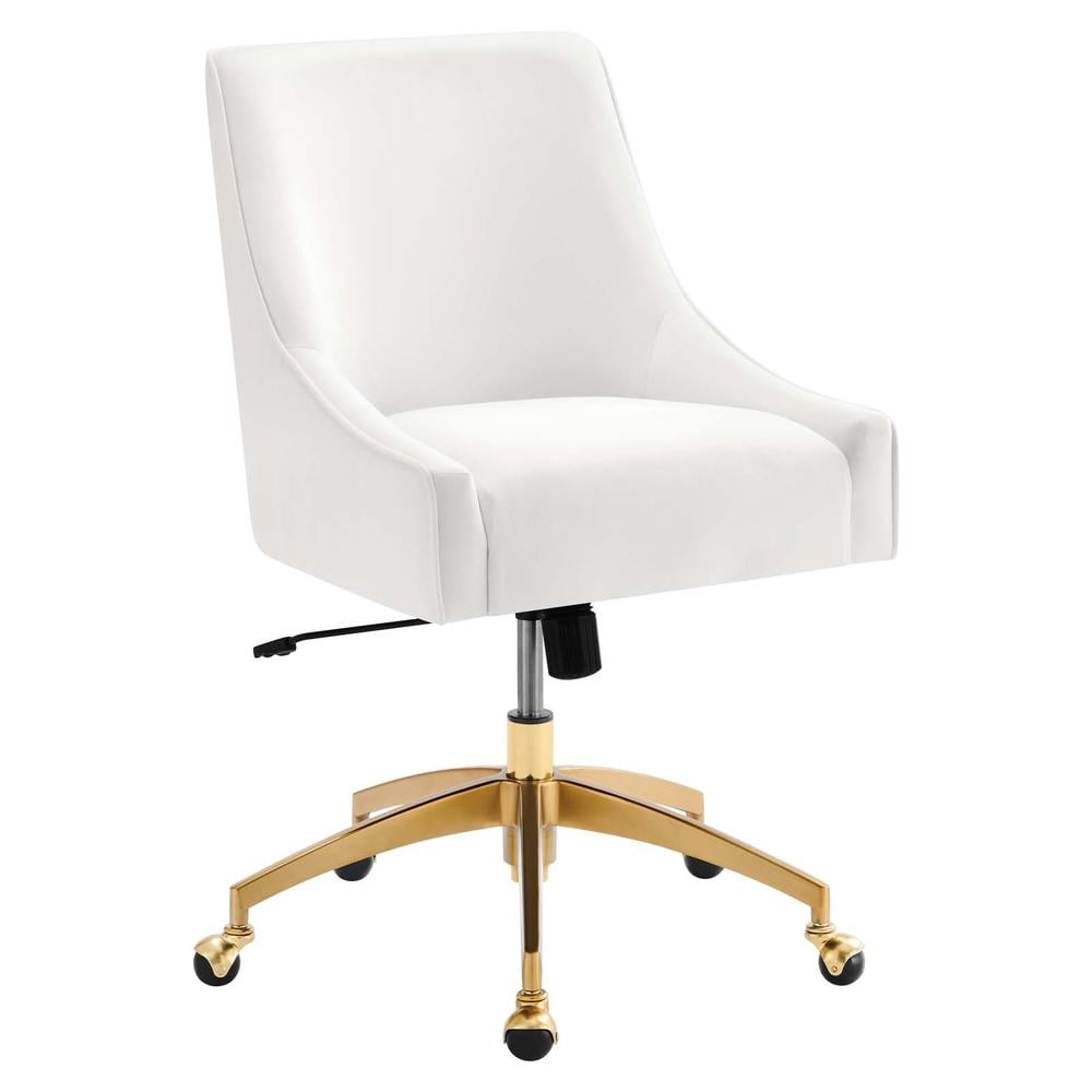 Modway Glam White Gold Office Chair with Wheels, Desk Back, Discern ...