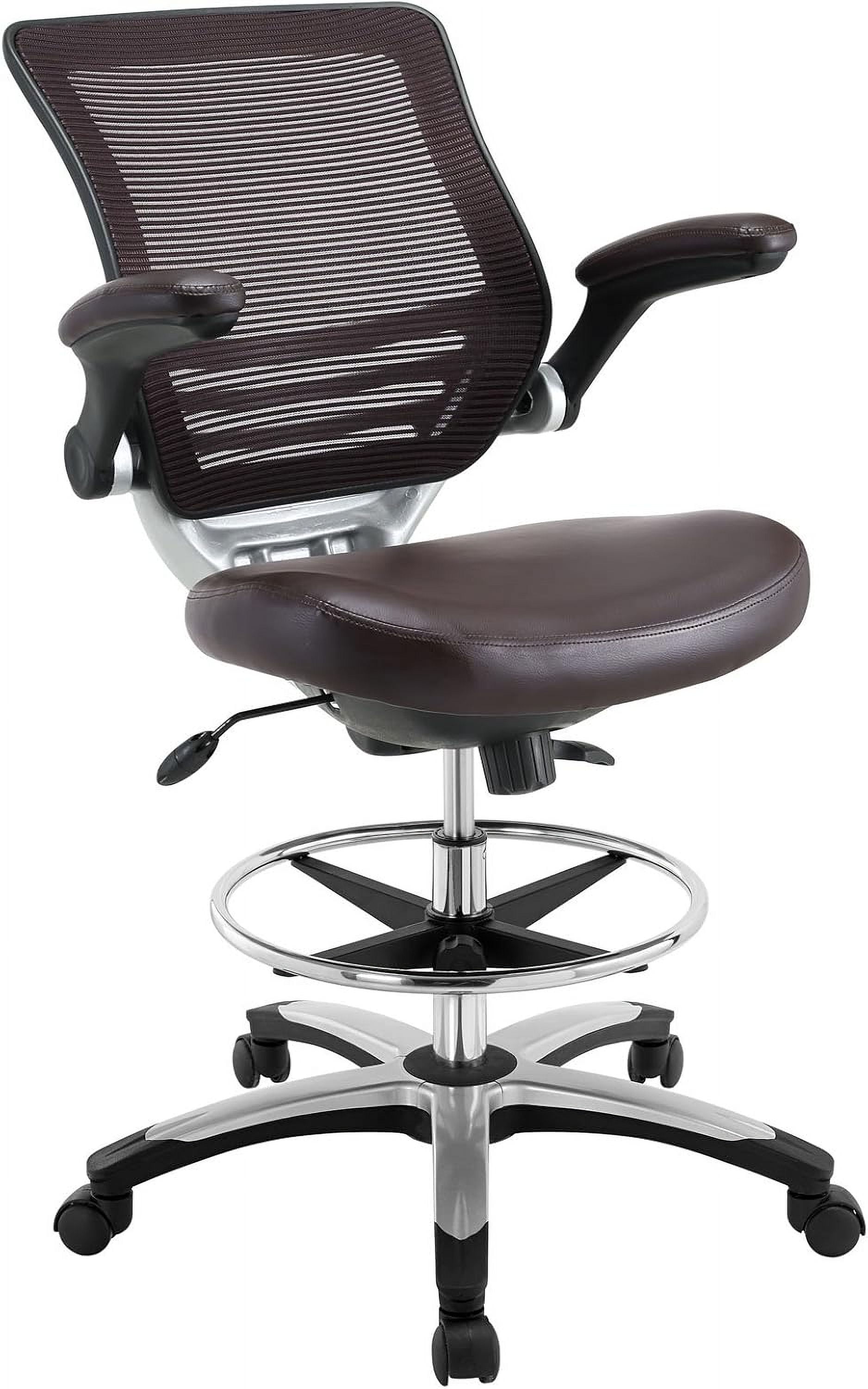 Modway EEI-211-BRN Edge Drafting Chair - Reception Desk Chair - Flip-Up ...