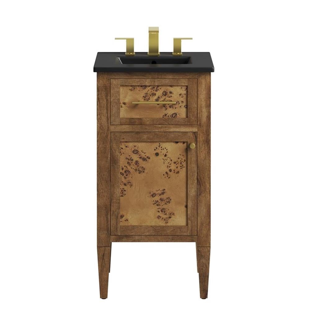 Modway Elysian 18" Modern Wood Bathroom Vanity in Black and Brown ...