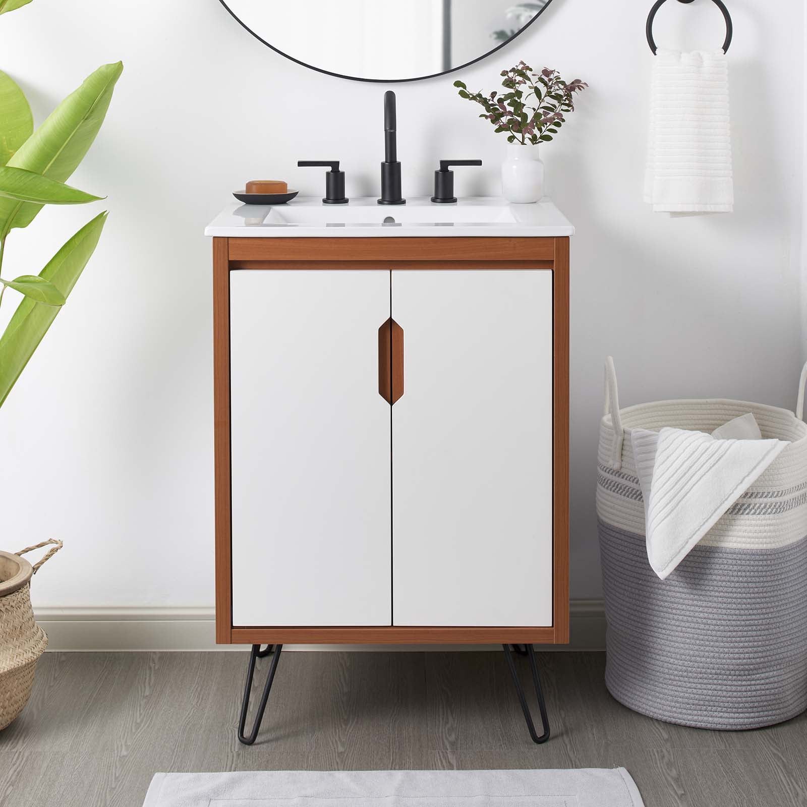 Modway Energize 24" Bathroom Vanity in Cherry White White - Walmart.com