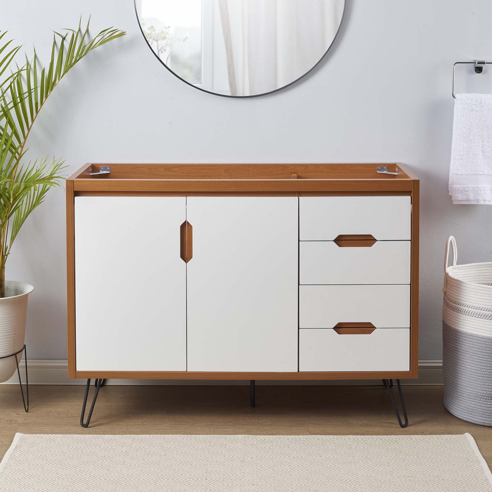 Modway Durable Bathroom Vanity Cherry White, 47" W, 111 lb - Walmart.com