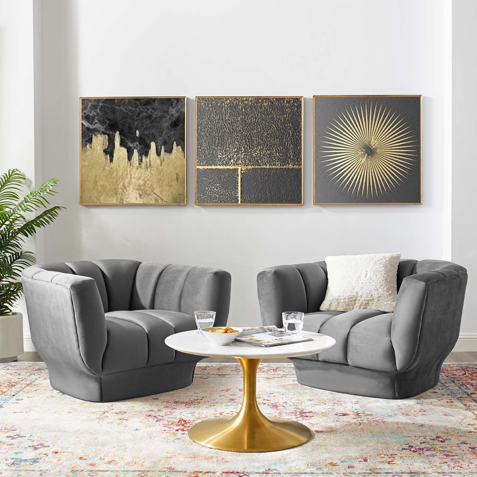 Modway Entertain Vertical Channel Tufted Performance Velvet Armchair ...