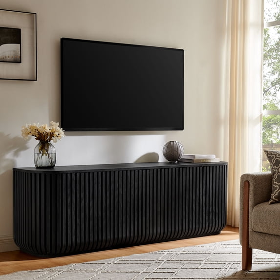 Modway Fortitude 75" Curved Sideboard Storage Cabinet in Black ...