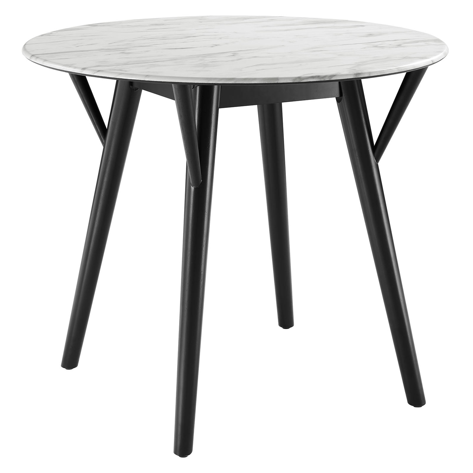 Modway Gallant 36" Round Modern Artificial Marble Dining Table in White ...