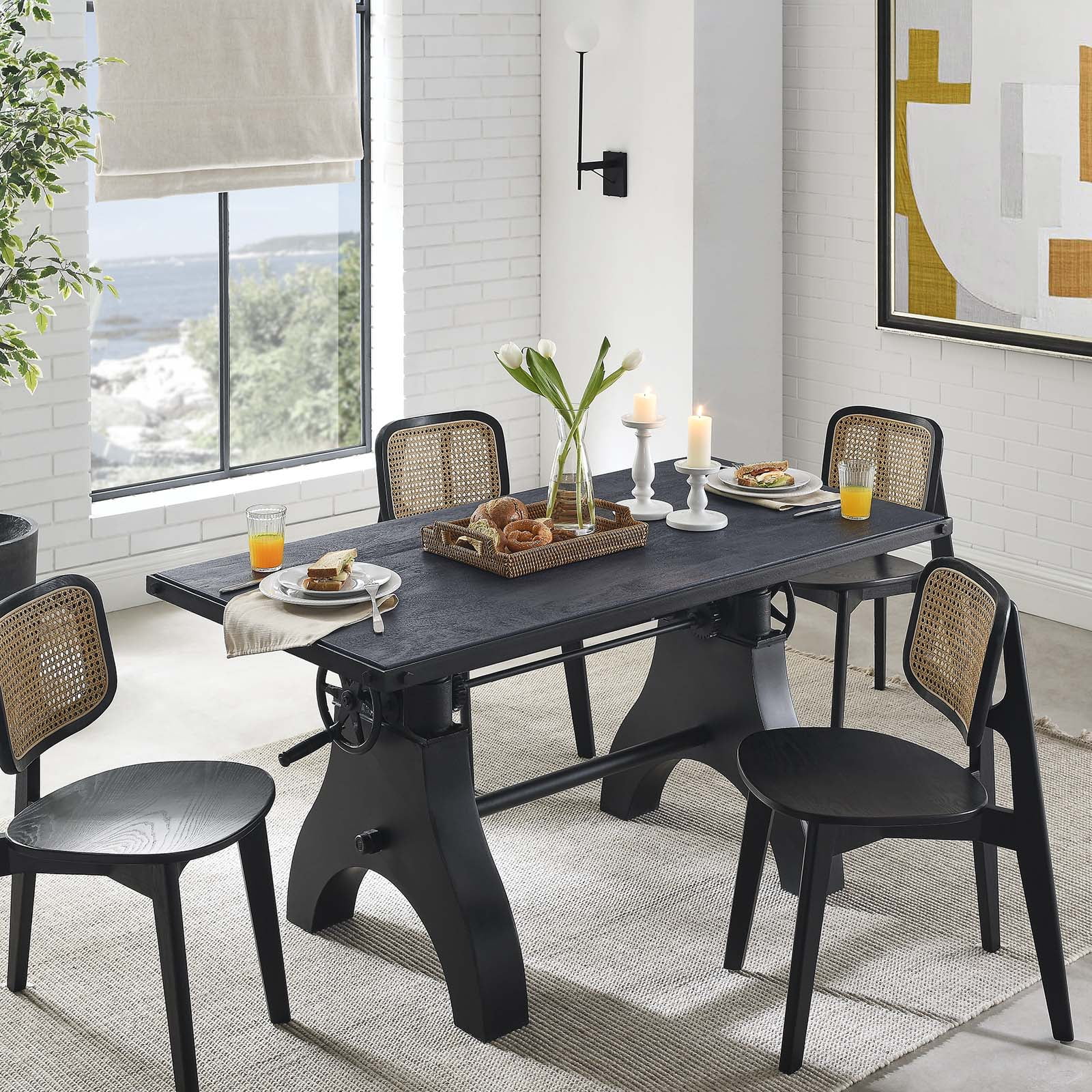 Modway Genuine 60" Crank Adjustable Height Dining Table and Computer ...