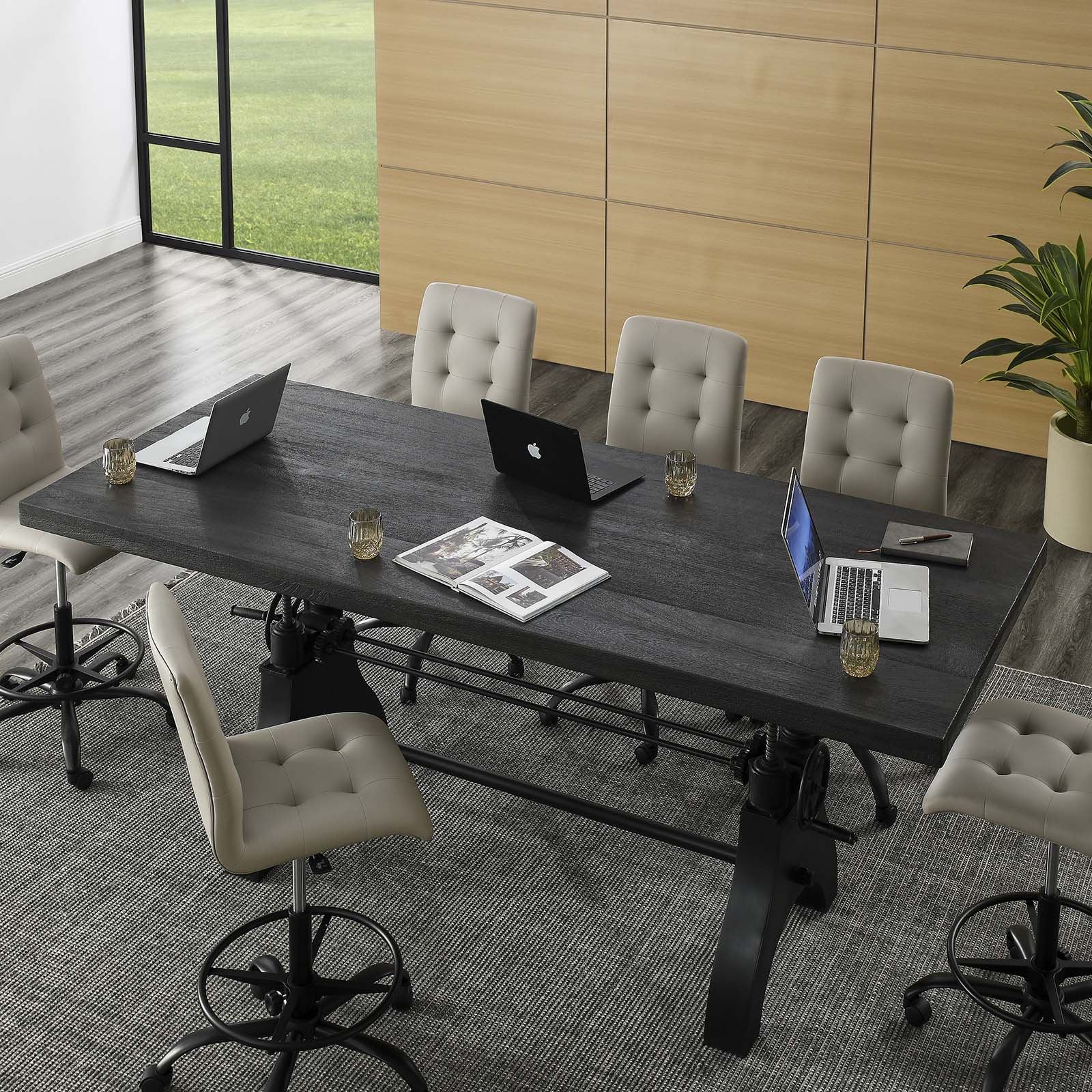 Modway Genuine 96" Crank Adjustable Height Dining and Conference Table ...
