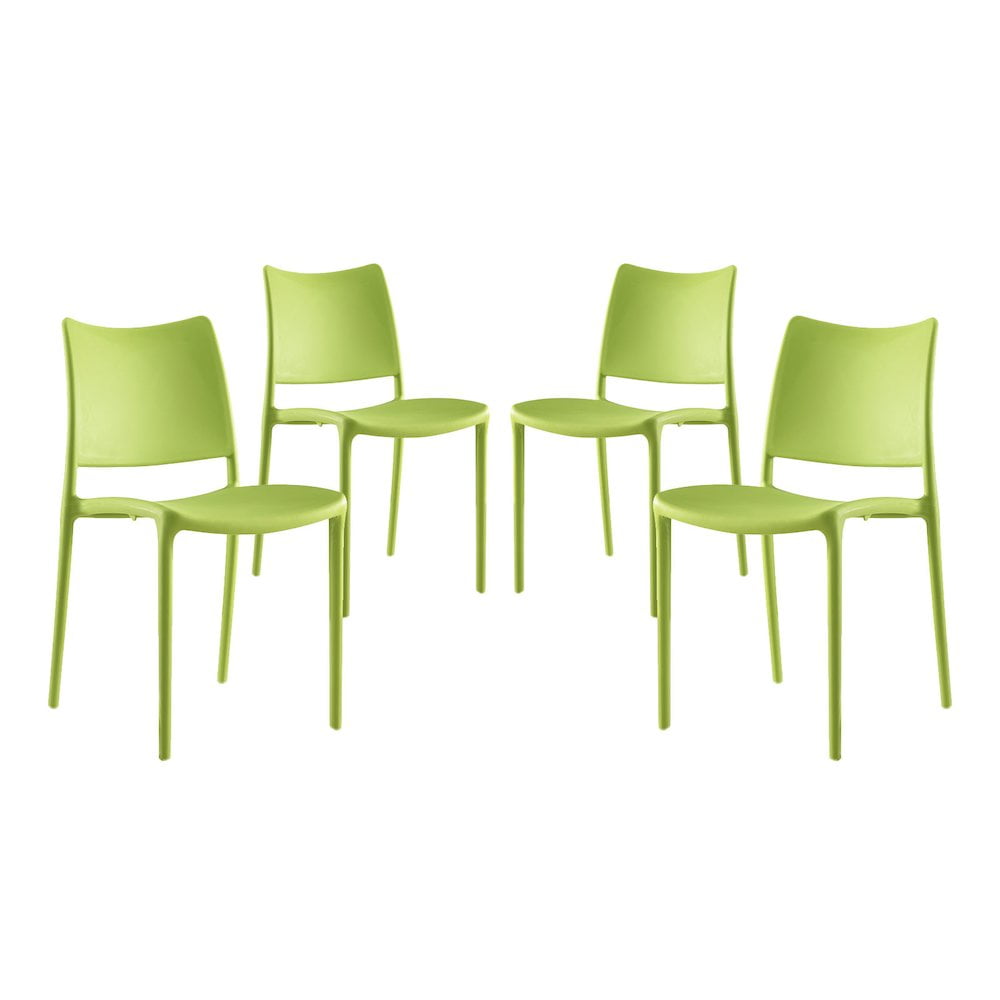 Modway Hipster Dining Side Chair Set of 4 in Green - Walmart.com